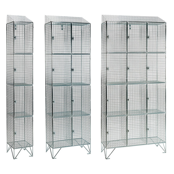 Stainless steel wire mesh lockers with sloping top | Teknomek