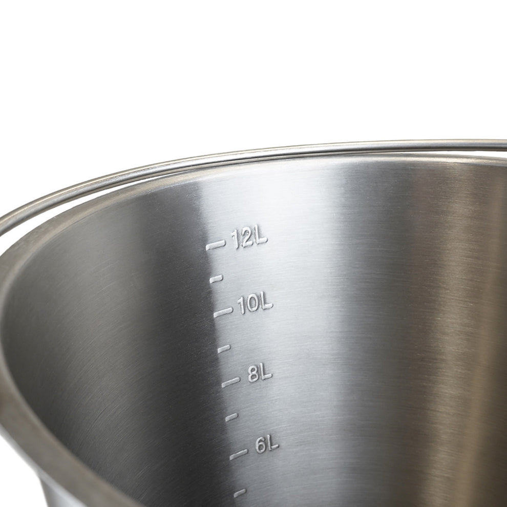 Stainless steel tapered bucket with standing rim | Teknomek