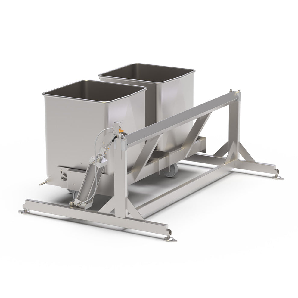 Tote bin pneumatic washing frame | Teknomek