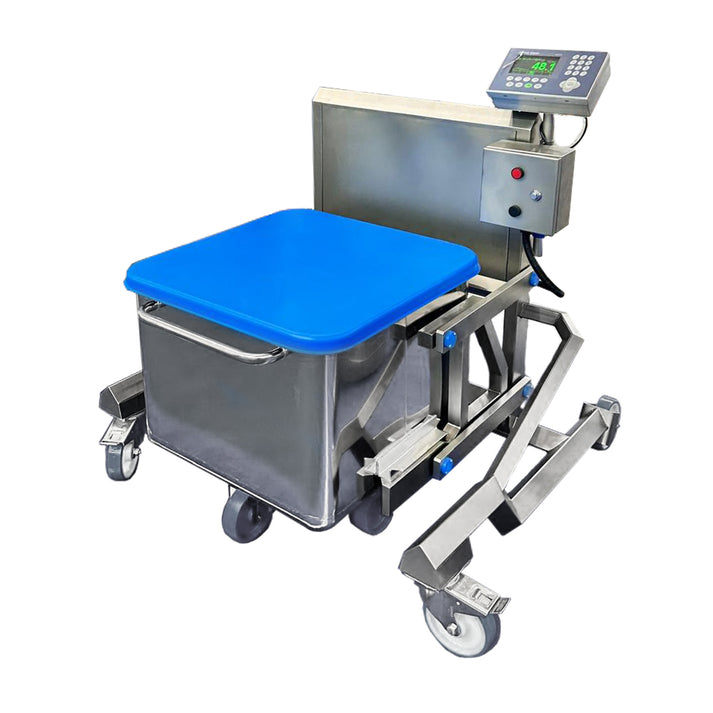 Pneumatic mobile weighing scale for tote bins | Teknomek