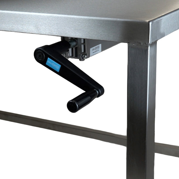 Stainless steel height-adjustable table | Teknomek UK