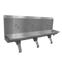Stainless steel three station knee operated wash trough | Teknomek